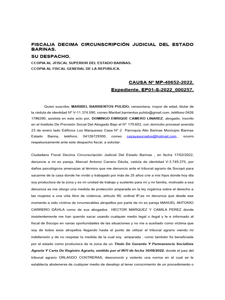 Fiscal Decimo Del Estado Barinas. | PDF | Fiscal | Justicia