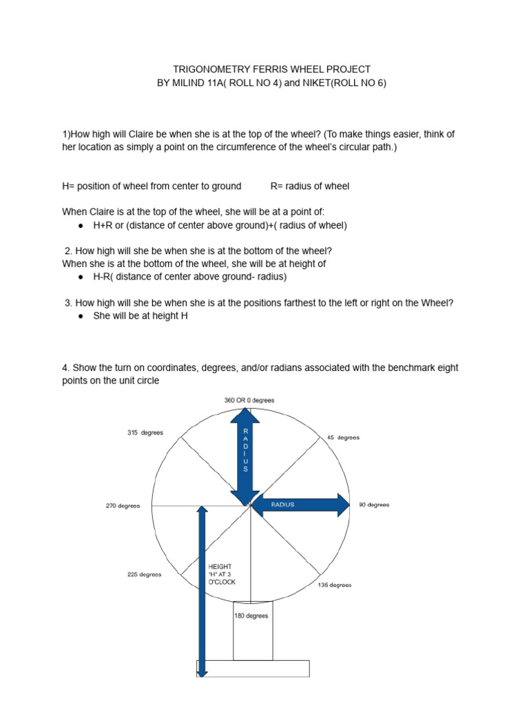 TRIGONOMETRY FERRIS WHEEL PROJECT MILIND and NIKET 11A | PDF ...