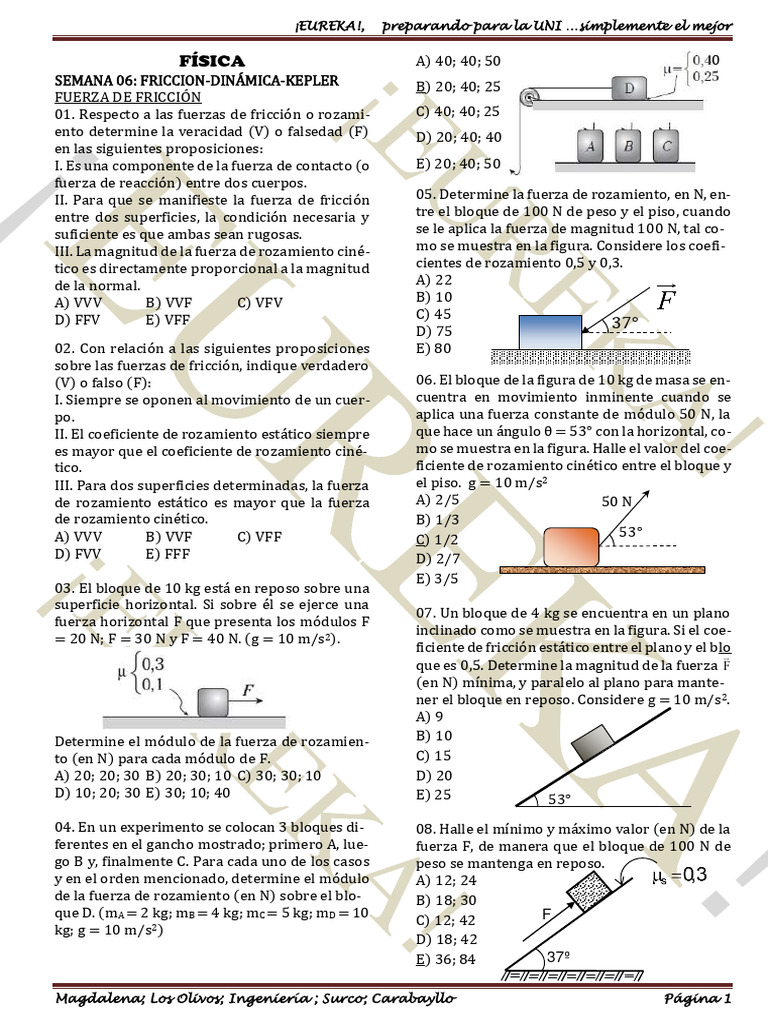 FISICA_06_FRICCION_DINAMICA-KEPLER | PDF | Fricción | Fuerza