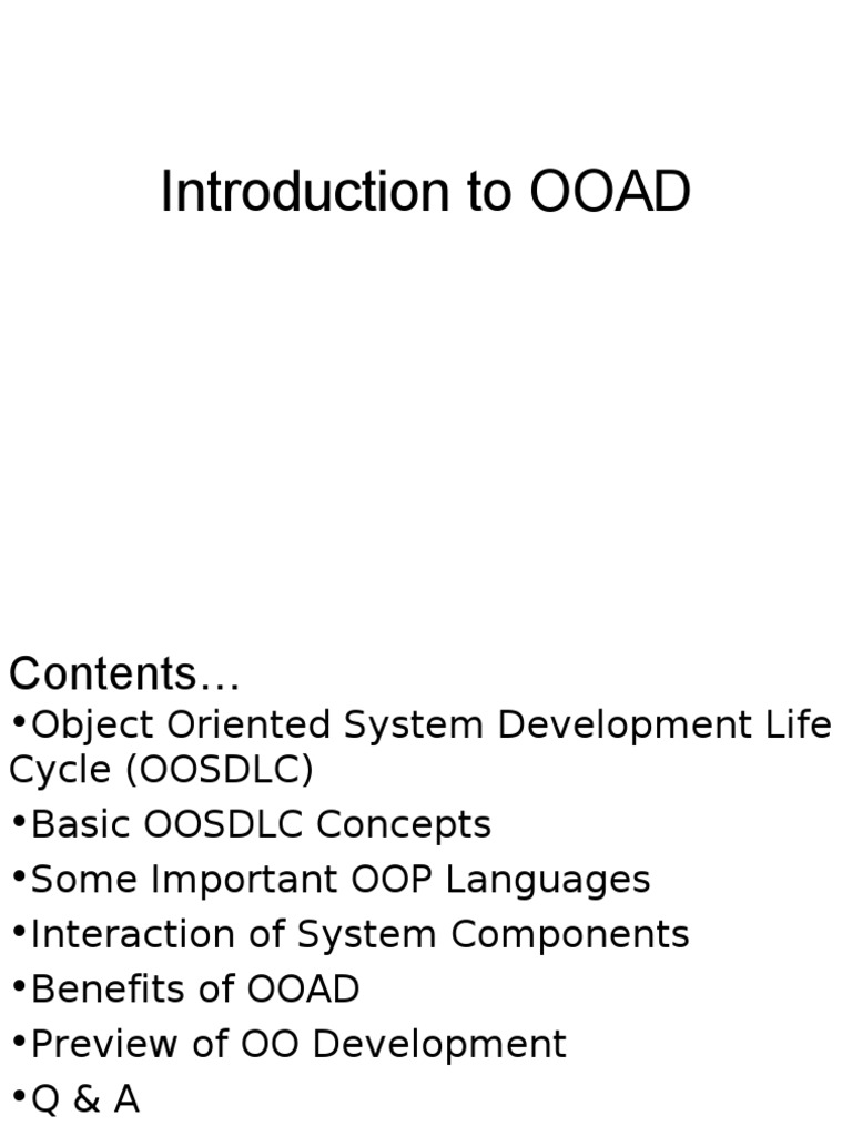 Introduction To Ooad L1 Pdf Object Oriented Programming Class Computer Programming