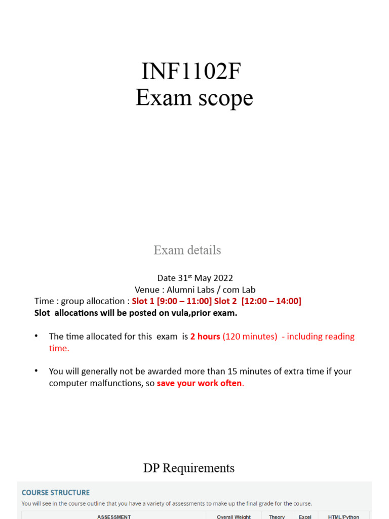 INF1102F Exam Scope | PDF | Multiple Choice
