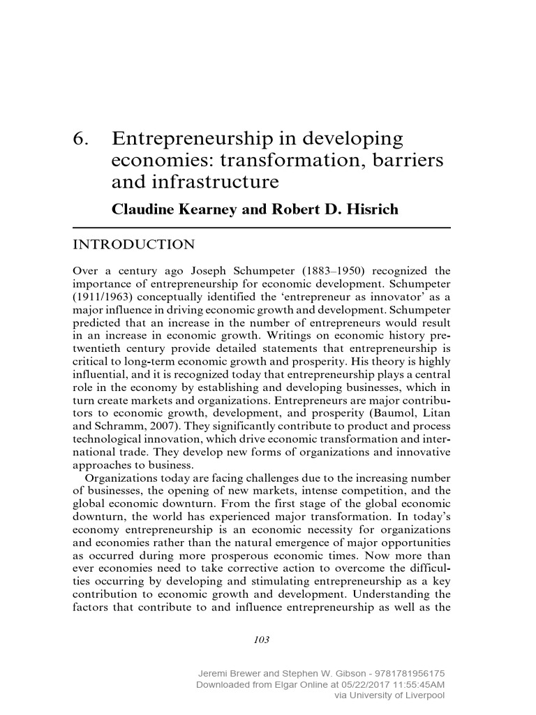 entrepreneurship-in-developing-economies-transformation-barriers | PDF | Entrepreneurship ...