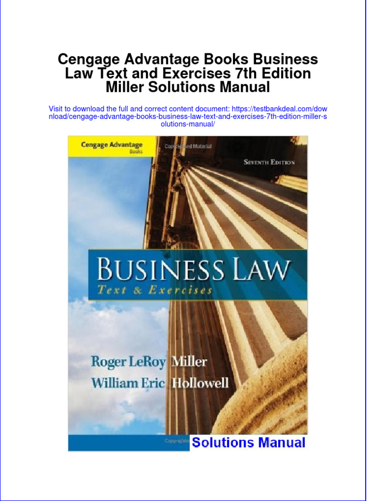 Full Cengage Advantage Books Business Law Text and Exercises 7Th ...