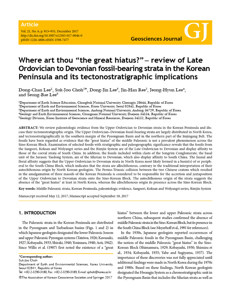 (Geological Setting) Lee Et Al., 2017 - Review of Late Ordovician To ...