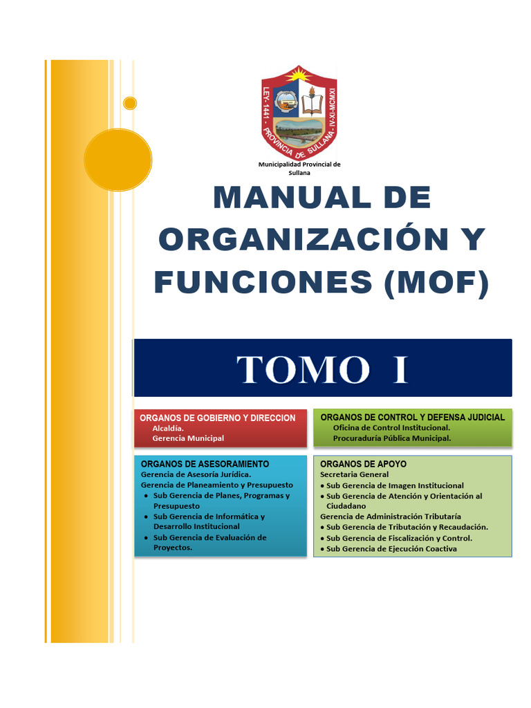 Mof - I Tomo | PDF | Gobierno local | Alcalde