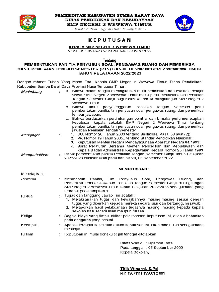 SK PTS Ganjil 2022 2023 | PDF