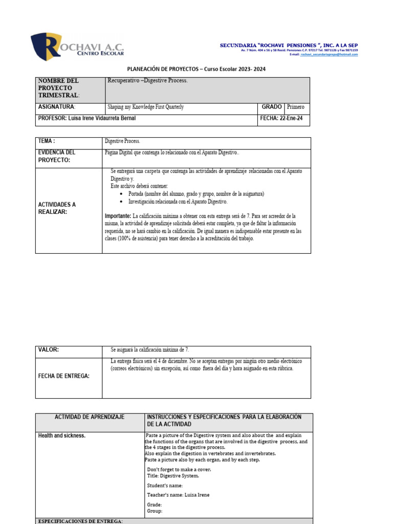Knowledge Recovery Project 1o Sec. 2023-2024 | PDF