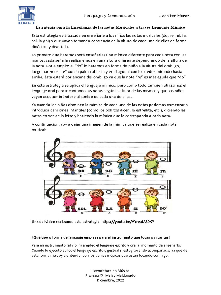 Estrategia para La Enseñanza de Las Notas Musicales A Través Lenguaje ...