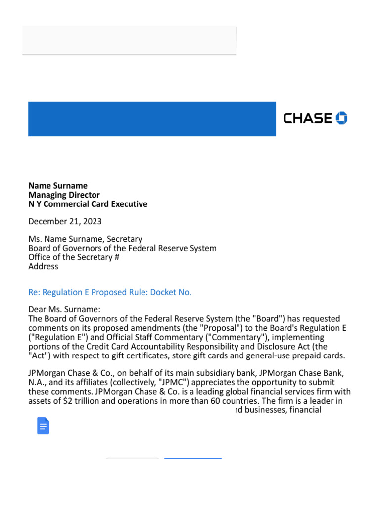 Chase Bank Letterhead Template | PDF