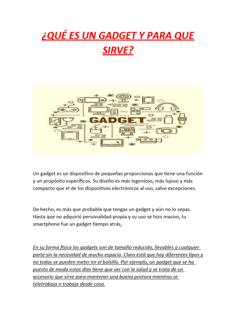 Qué Es Un Gadget y Para Que Sirve Jauregui Santigo Gb | PDF | Realidad virtual | Videojuegos
