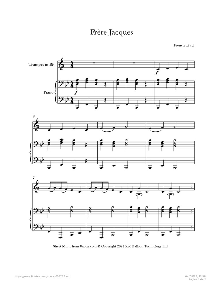 Frére Jacques piano | PDF