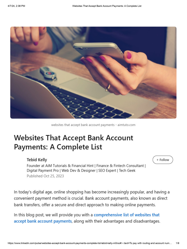 Websites That Accept Bank Account Payments - A Complete List | PDF ...