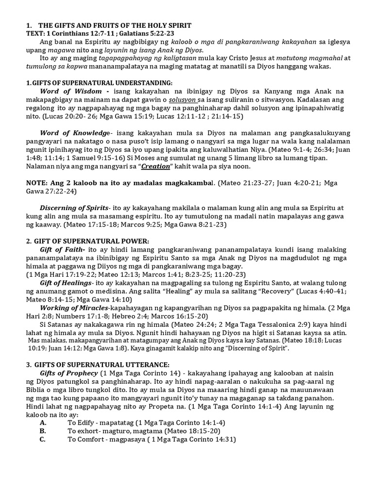 The Gifts and Fruits of The Holy Spirit | PDF