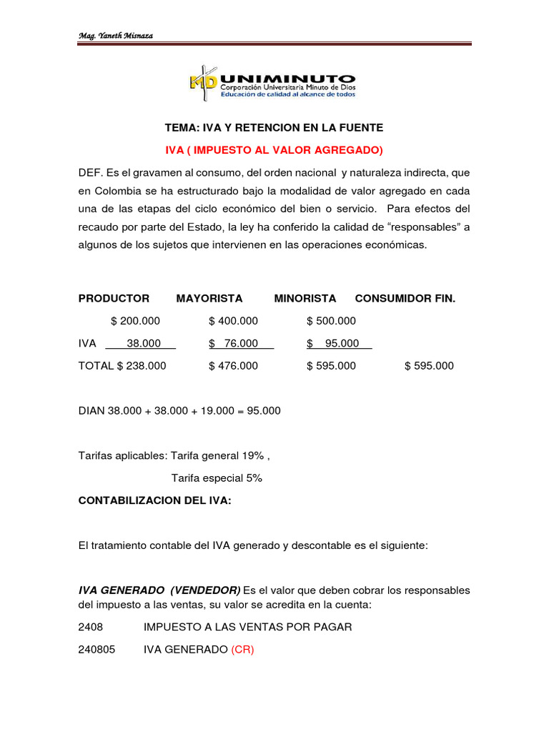 Iva y Retencion en La Fuente | PDF | Impuesto al valor agregado | Impuestos
