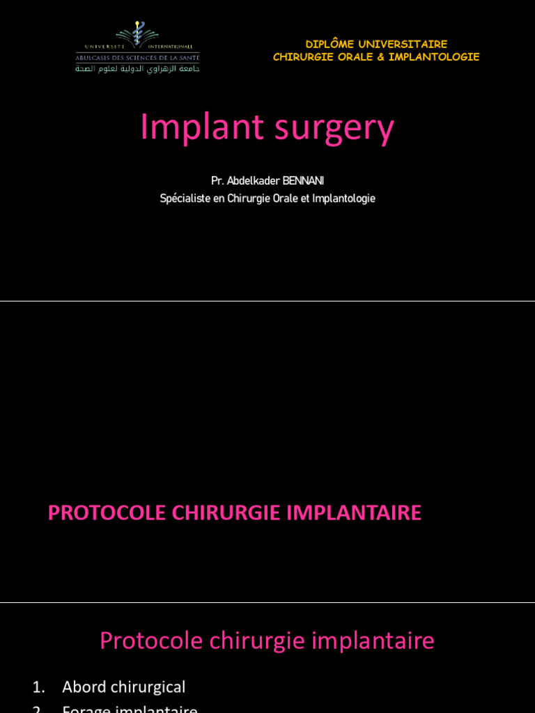 Protocole de Chirurgie Implantaire | PDF | Implant dentaire ...