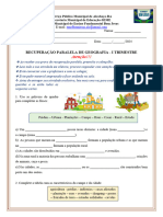 Prova História e Geografia 3° Ano | PDF
