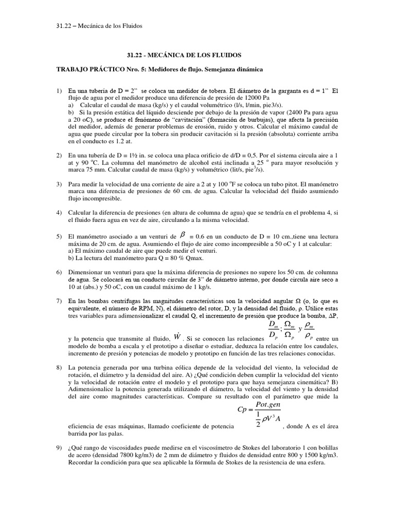 TP05 | PDF | Presión | Arrastrar (Física)