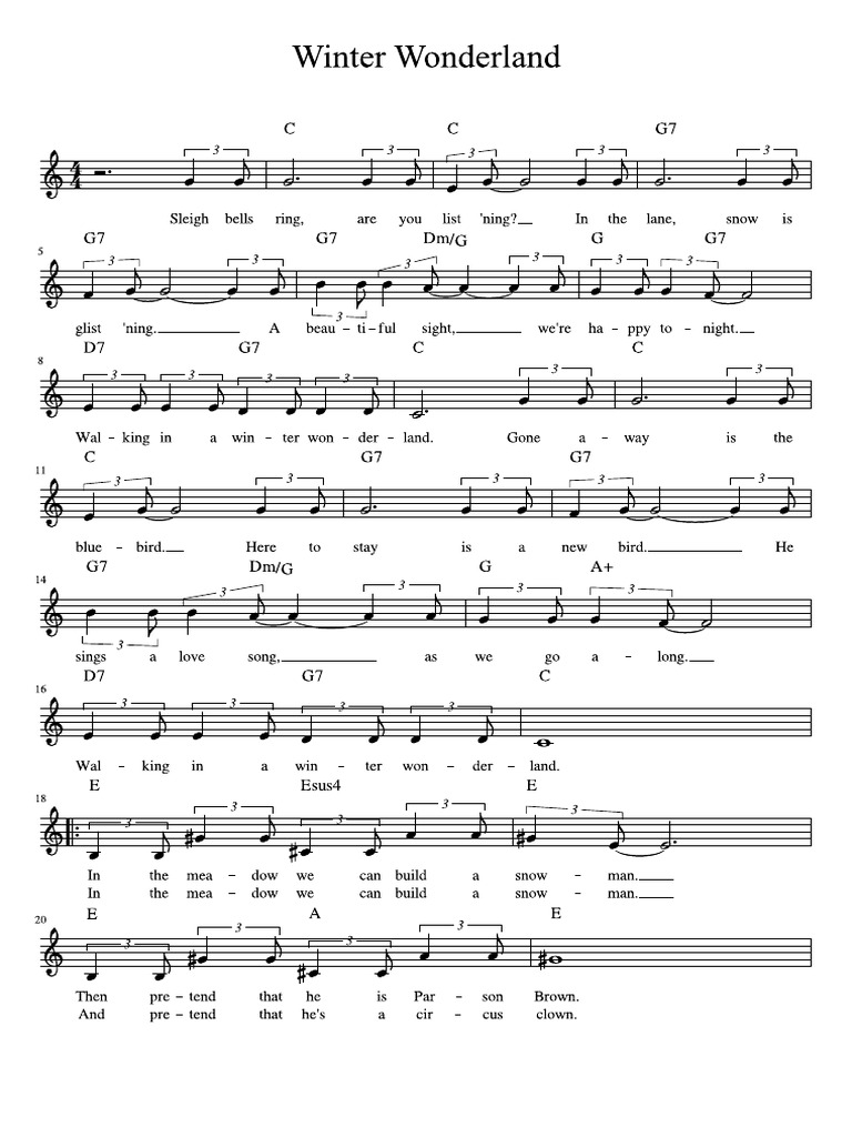 Winter Wonderland Lead Sheet Color Chords | PDF