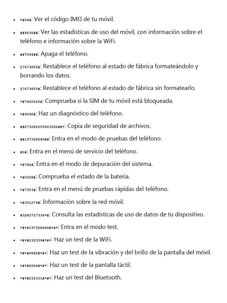 codigos de celulares | PDF | Teléfonos móviles | Android (sistema ...