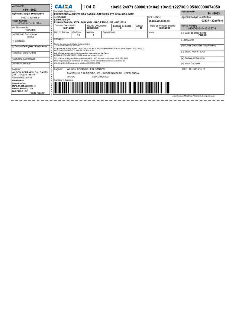 Boleto 20231117 | PDF | Bancos | Brasil