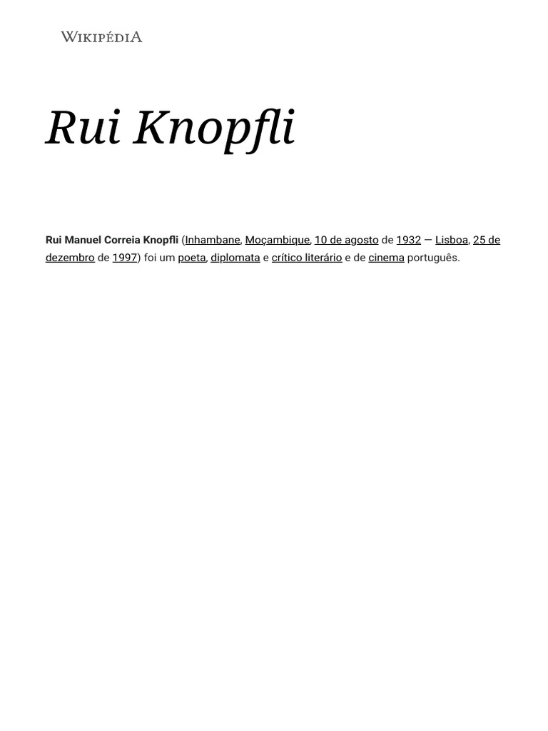 Vida e Obra de Rui Knopfli | PDF | Arte