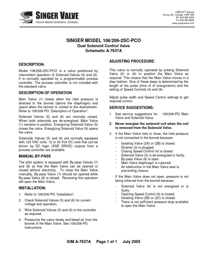 106-206-2SC-PCO-IOM-Operation-Guide | PDF | Valve | Gas Technologies