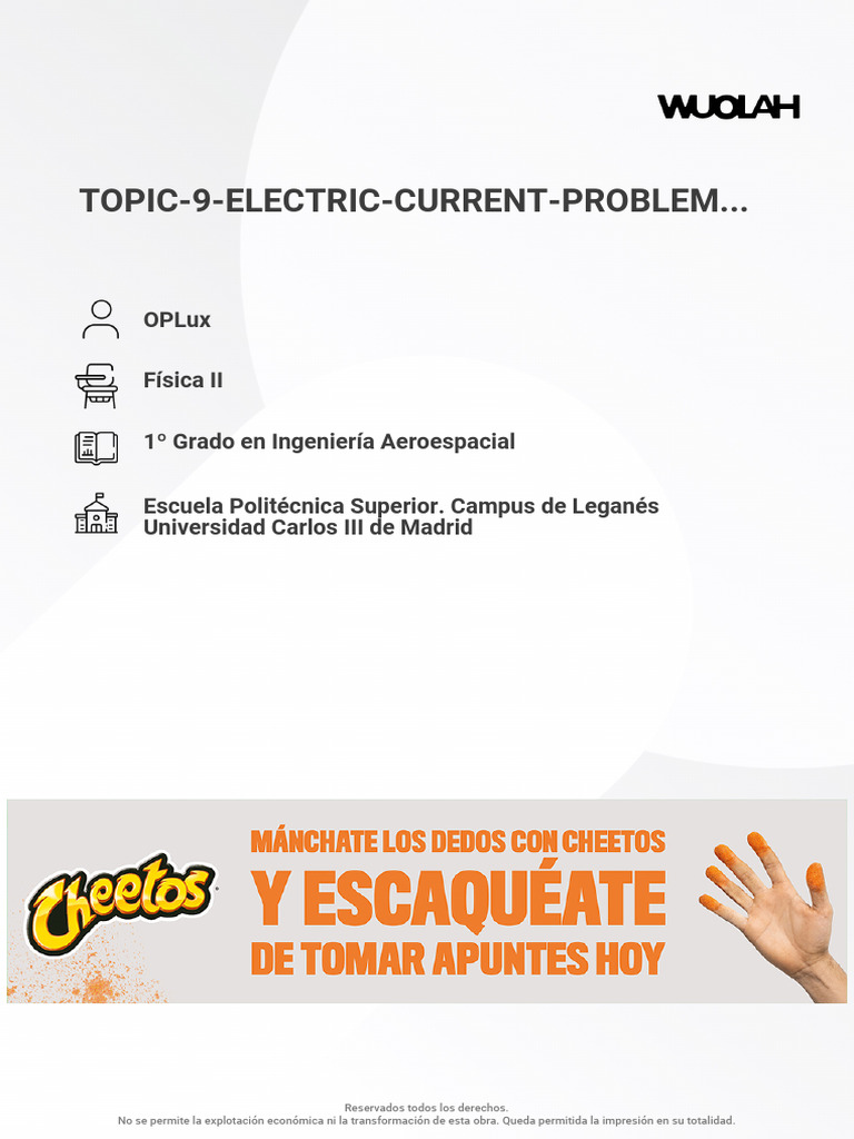 Free TOPIC 9 ELECTRIC CURRENT PROBLEMS | PDF | Resistor | Materials Science