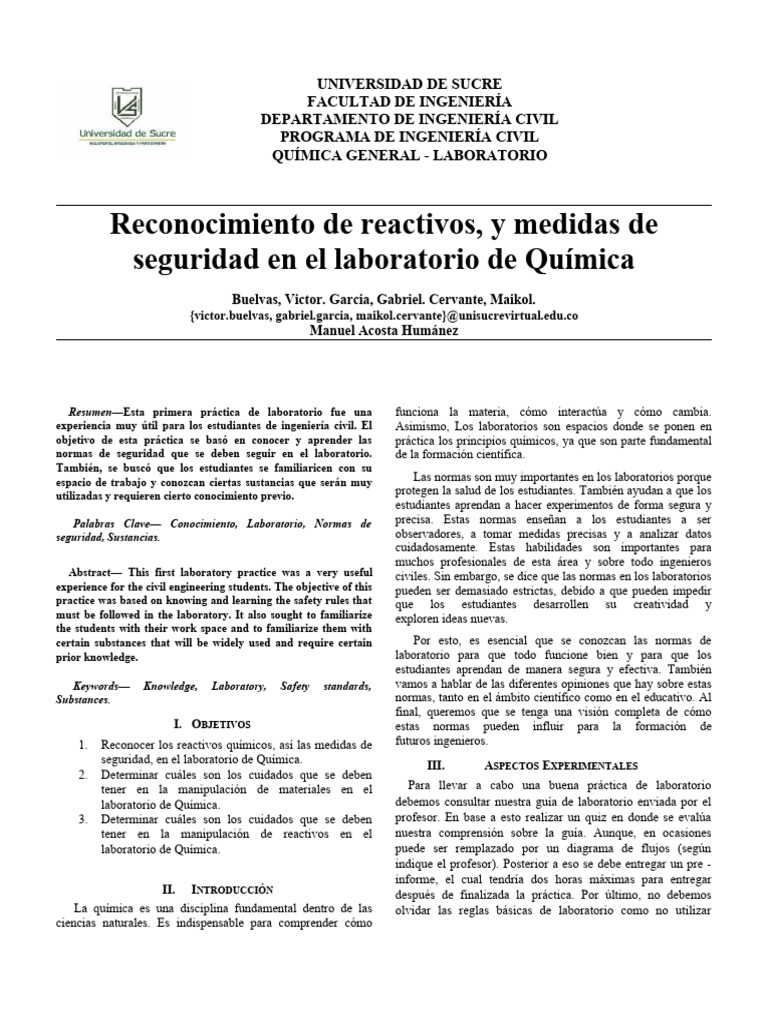 Informe de Laboratorio 1 | PDF | Hidróxido de sodio | Laboratorios
