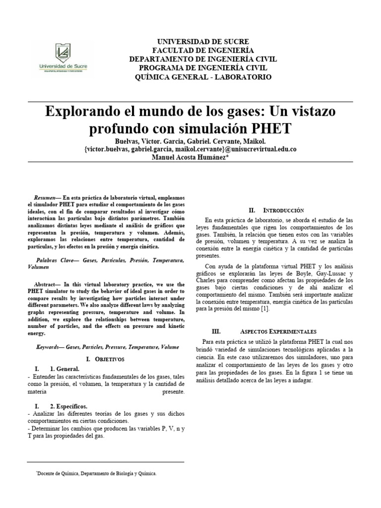 LAB Gases | Descargar gratis PDF | Gases | Física Aplicada e ...