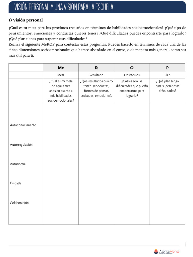 CC103-S7 Vision Personal y Una Vision para La Escuela | PDF