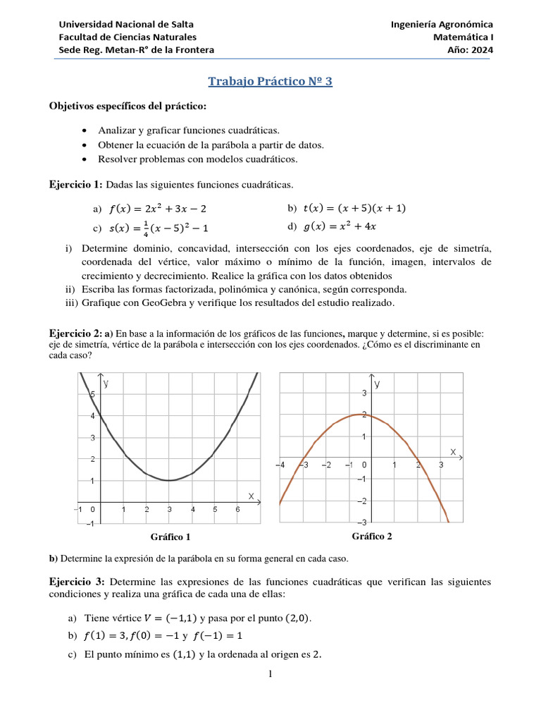 Tp3-Función Cuadrática-2024 | PDF | Matemáticas