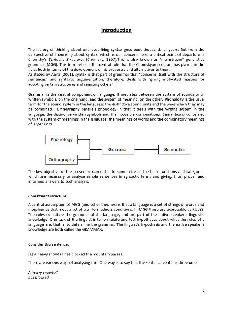 Syntactic Analysis - Origins and Summary | PDF | Phrase | Syntax Syntactic Analysis - Origins and Summary | PDF | Phrase | Syntax