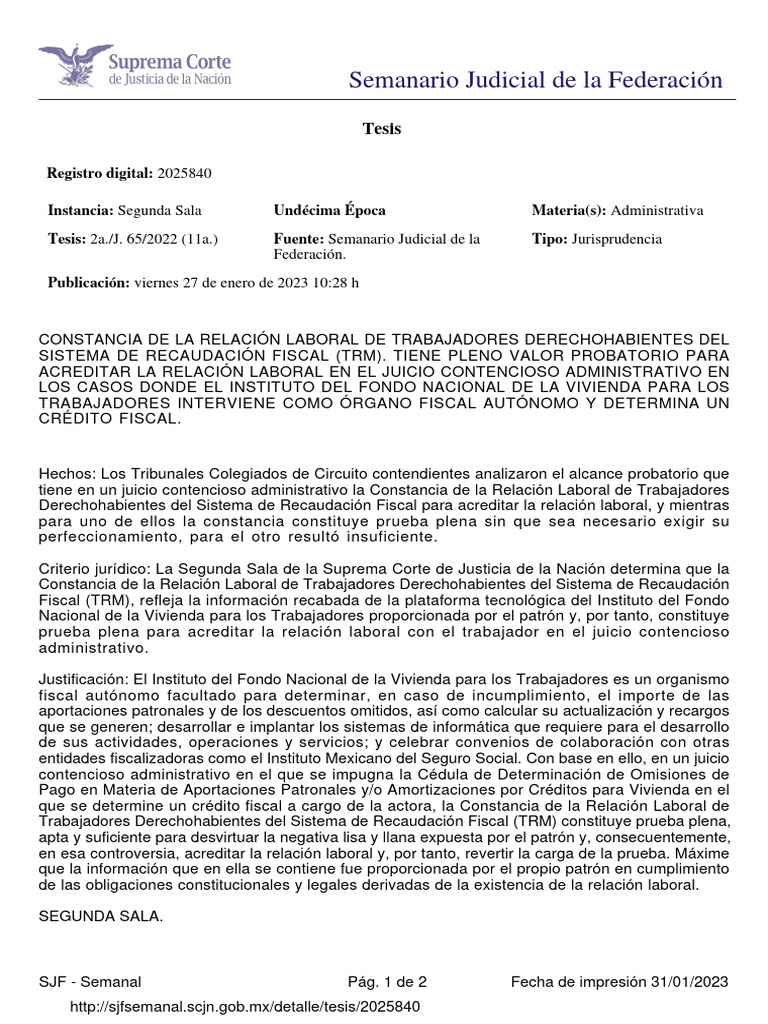 Tes Is 2025840 | PDF | Fiscal | Caso de ley