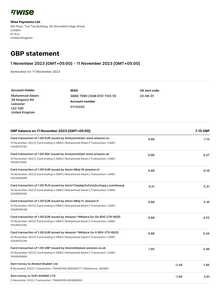 Balance Statement | Download Free PDF | Foreign Exchange Market ...