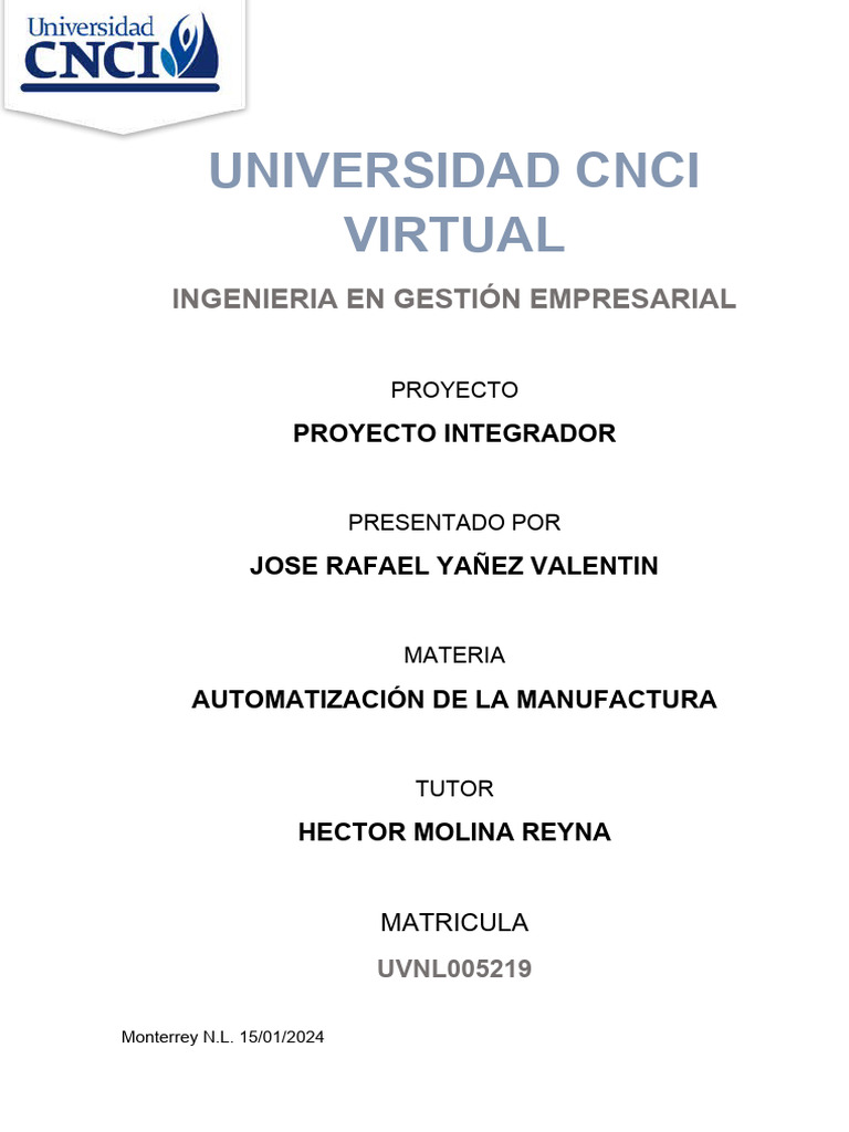 Proyecto Modular Automatización de La Manufactura | PDF | Lean Manufacturing | Cadena de suministro