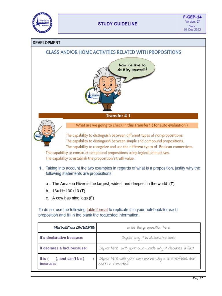 6°-1p-Math Study Guideline | PDF | Proposition | Mathematical Logic