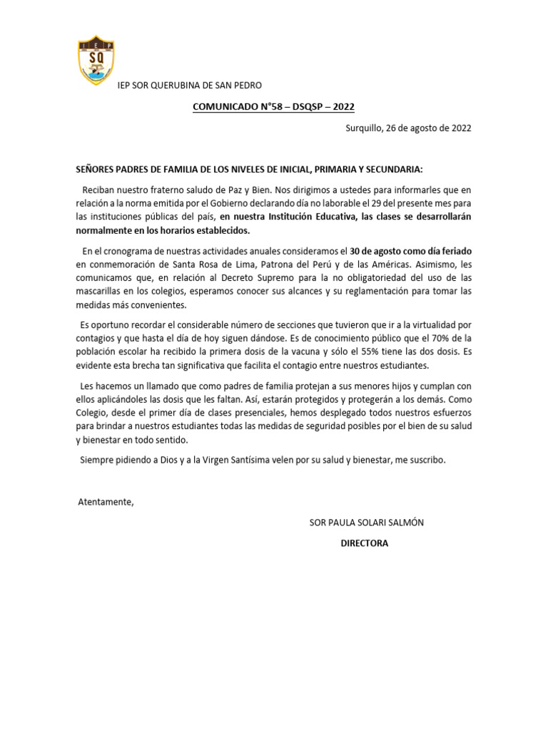 Comunicado N°58 | PDF