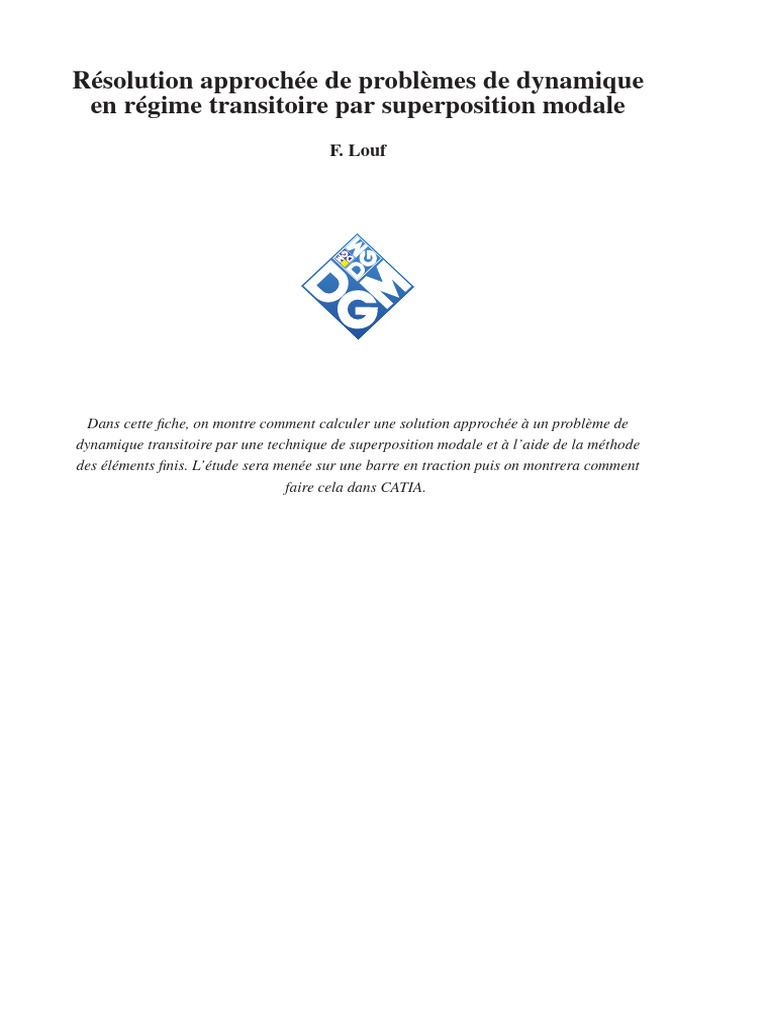 Dynamique transitoire par superposition modale | PDF | Méthode des ...