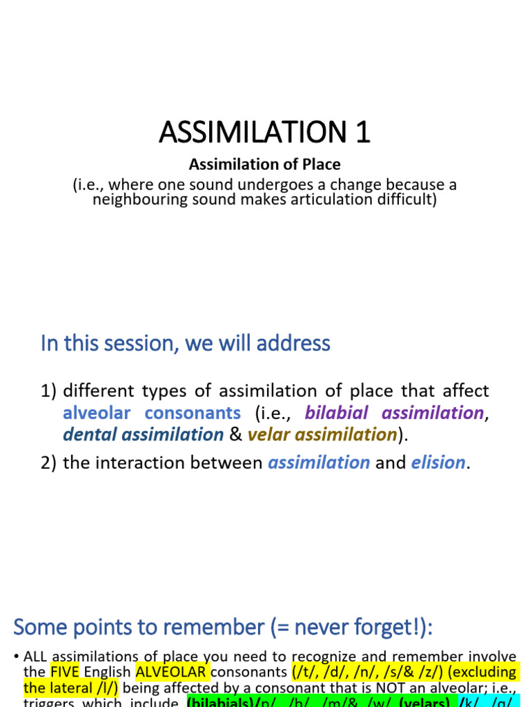 Phonetics: Assimilation of Place | PDF | Consonant | Human Voice