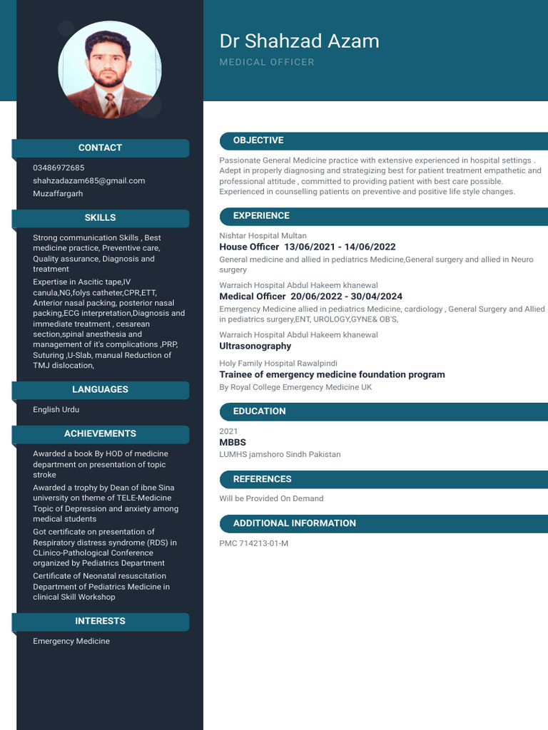 CV of DR Shahzad | PDF | Medicine | Surgery