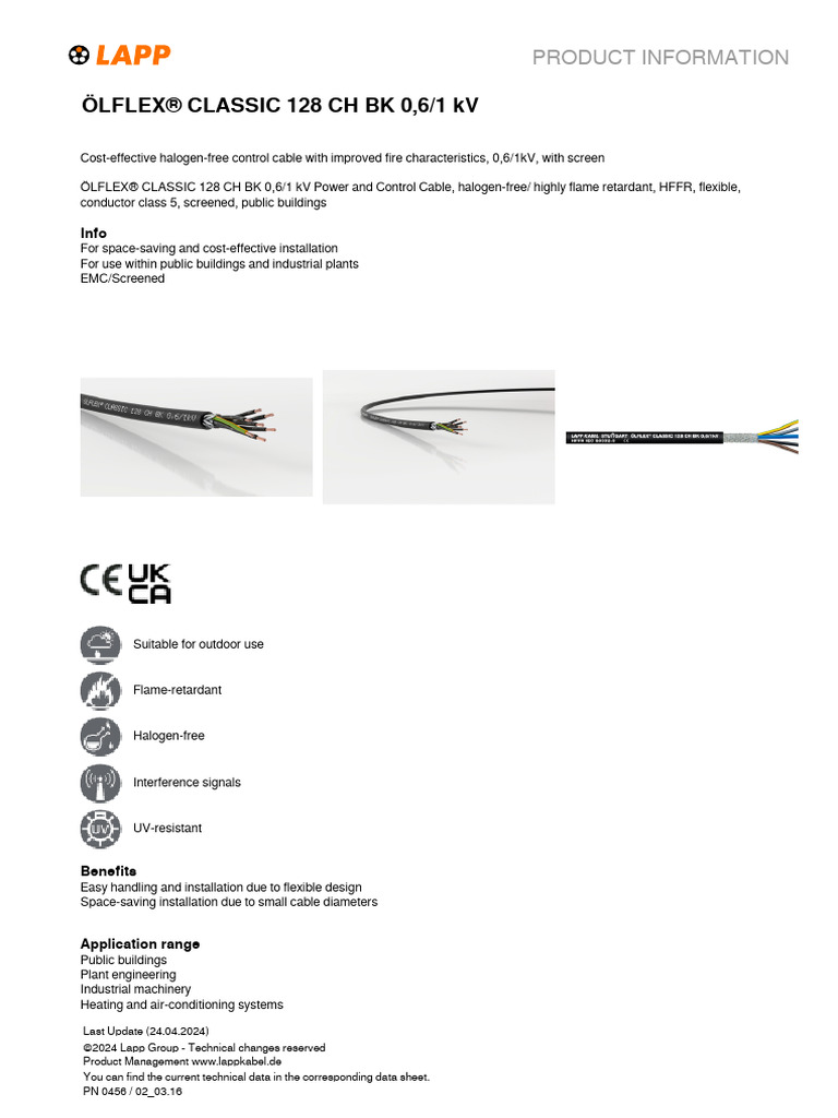Ficha Técnica Cable Olflex 128 CH | Download Free PDF | Wire | Building Engineering
