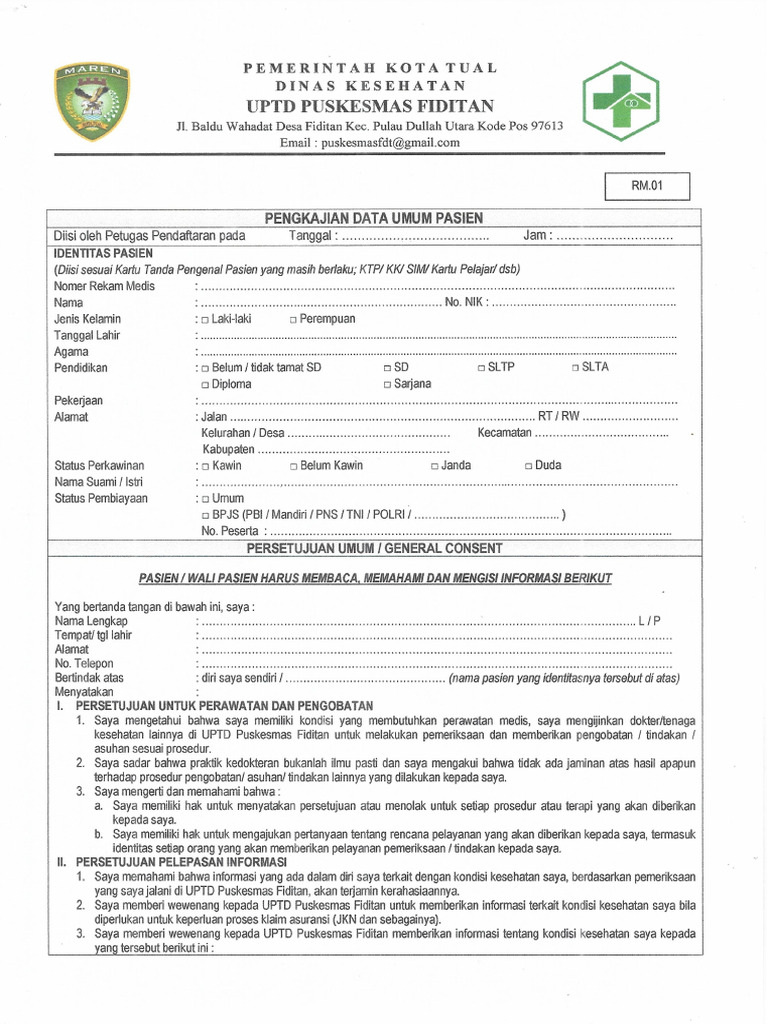 Form Pengkajian Data Umum Pasien | PDF