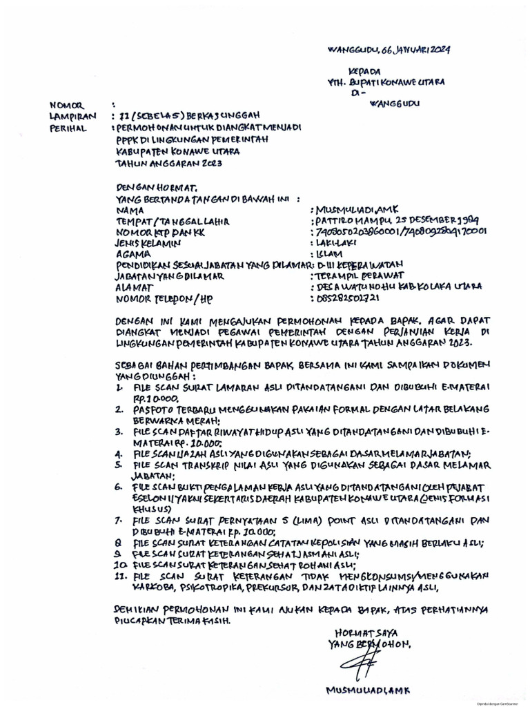 Surat Lamaran mus | PDF