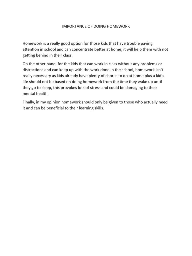 Benefits and Drawbacks of Homework | PDF | Wellness