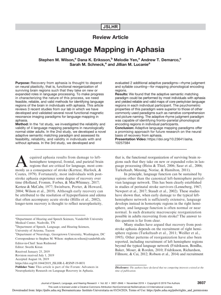 Artículo RR 2 - Desórdenes de la Com. Adulta | PDF | Aphasia | Parietal ...
