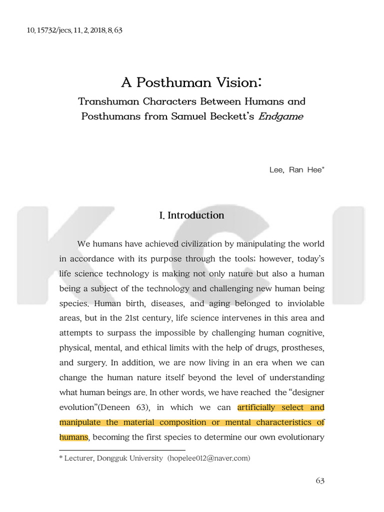 A Posthuman Vision - Transhuman Characters Between Humans and ...
