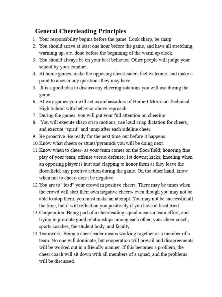 Cheer Guidelines for Students | PDF | Cheerleading