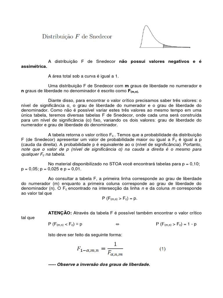 Distribuição F de Snedecor | PDF | Liberdade