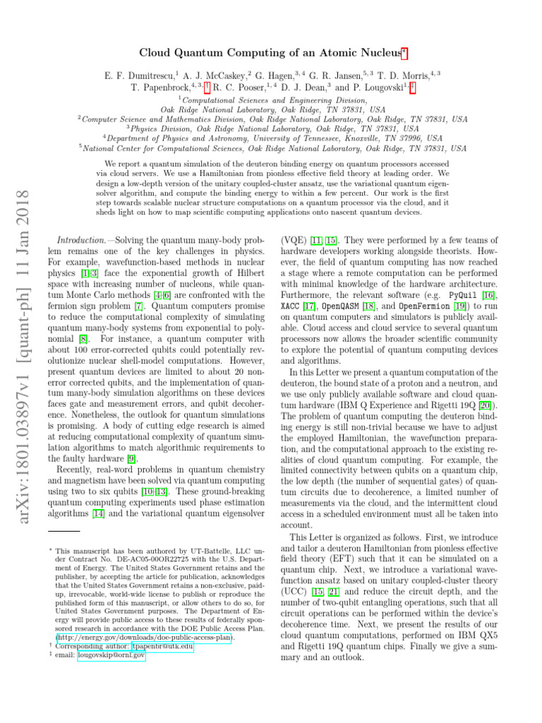 Cloud Quantum Computing of An Atomic Nucleus - 1801.03897v1 | PDF ...