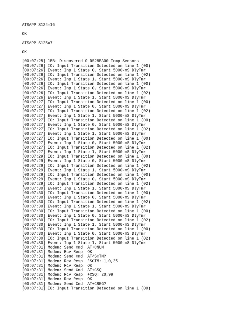 Modem Commands and IO Transitions Log | PDF | Mobile Technology ...